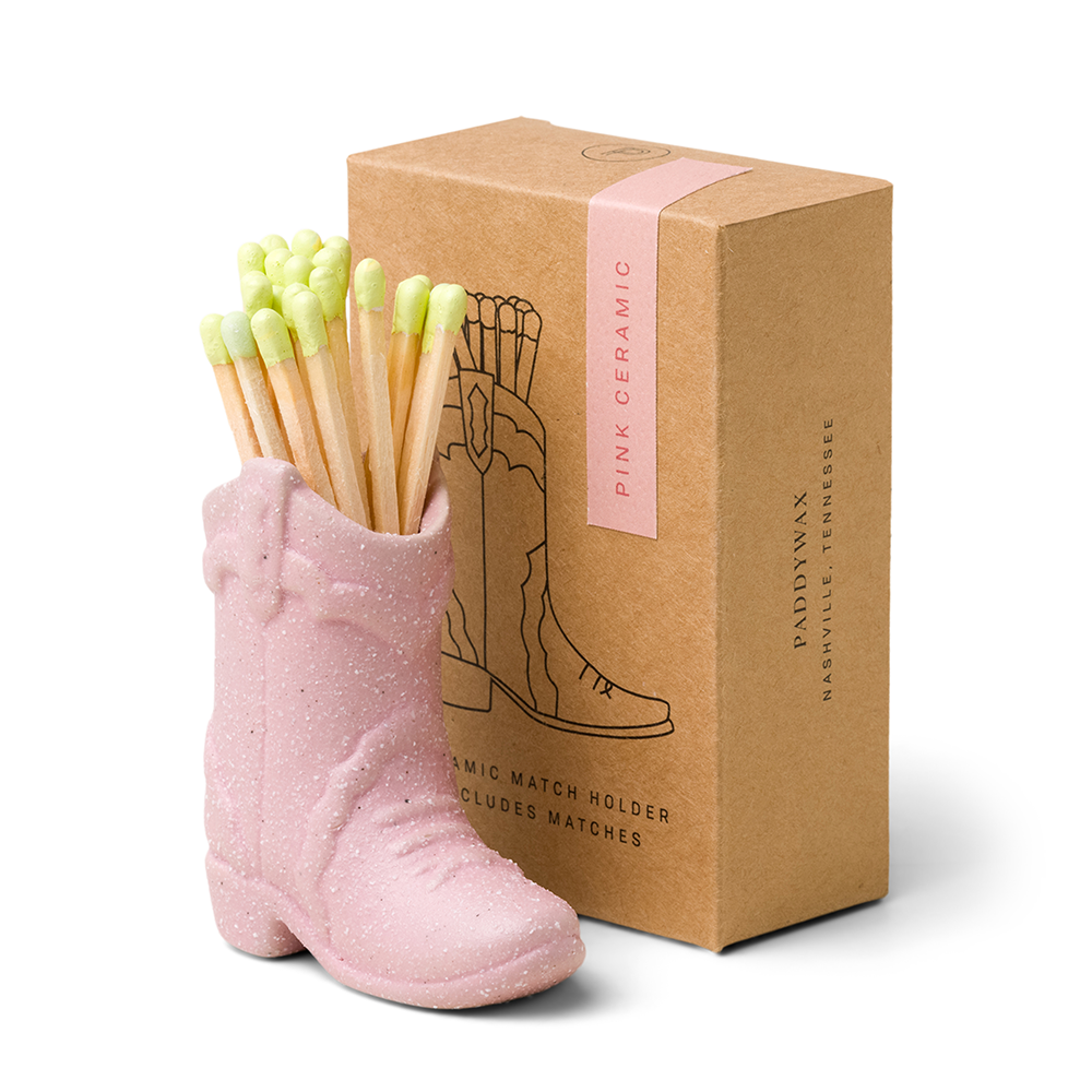 Cowboy Ceramic Boot Match Holder (25 Pcs) - Pink | Utility Gift UK