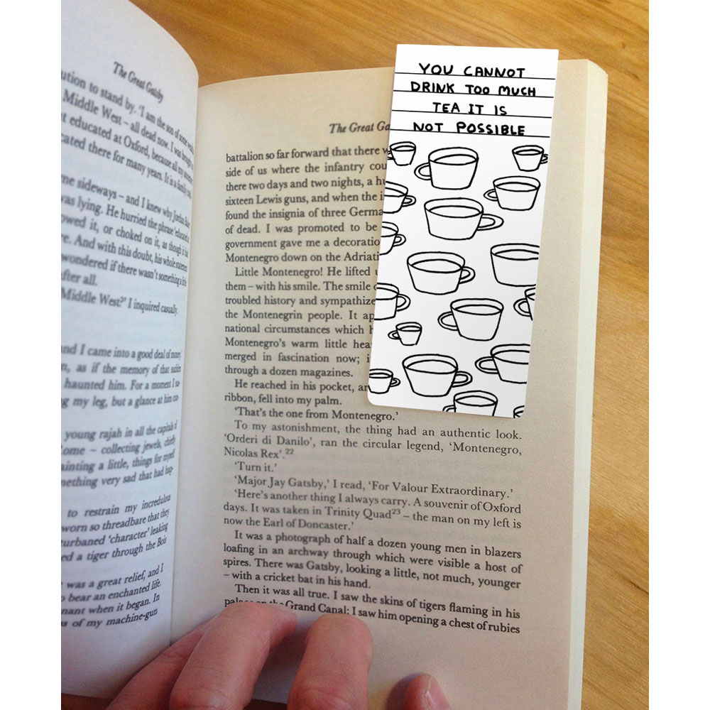 David Shrigley Too Much Tea - Magnetic Bookmark | Utility Gift UK