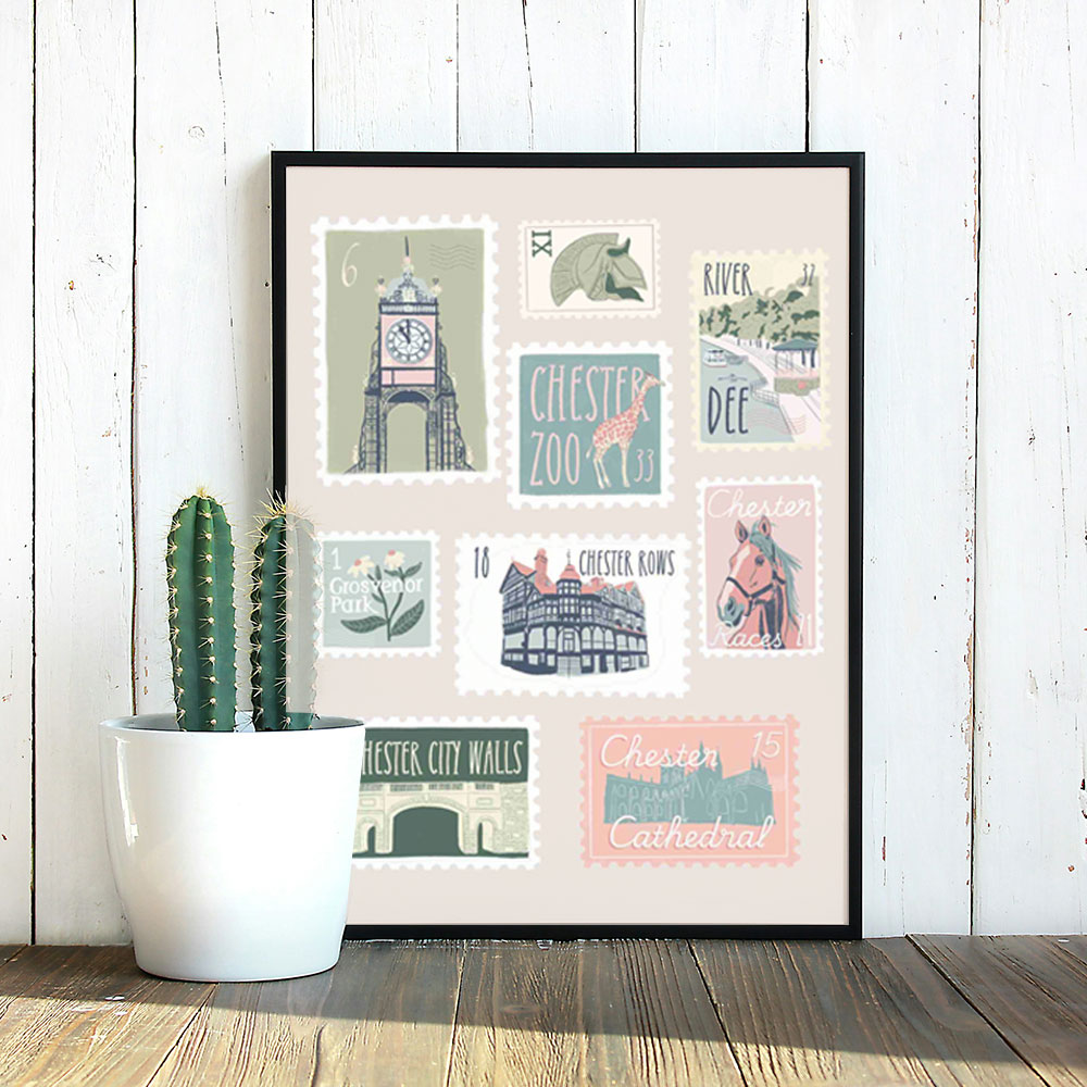Chester Stamps A3 Print | Chester Wall Art