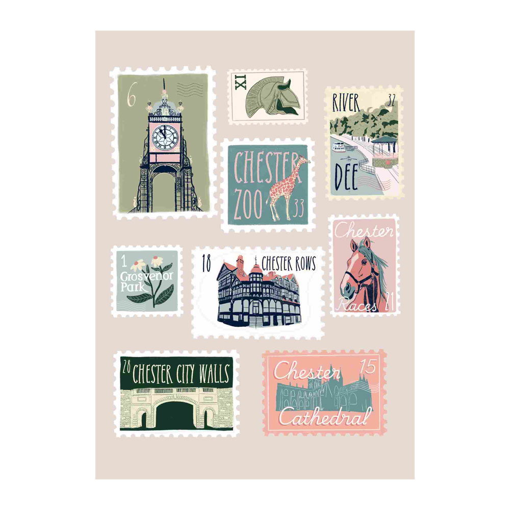Chester Stamps A3 Print | Chester Wall Art