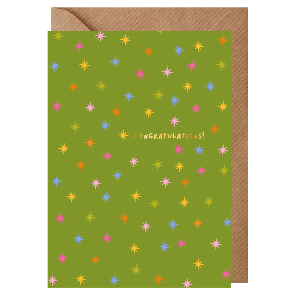 Buy the Green Stars Congratulations Card | 5 for 4 Greetings Cards