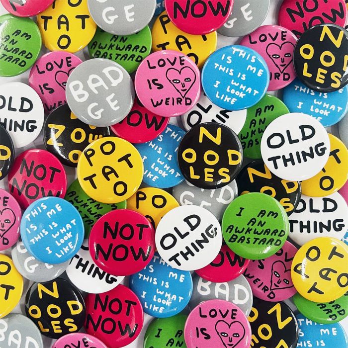 David Shrigley Set of 8 Pin Badges | Official Merch