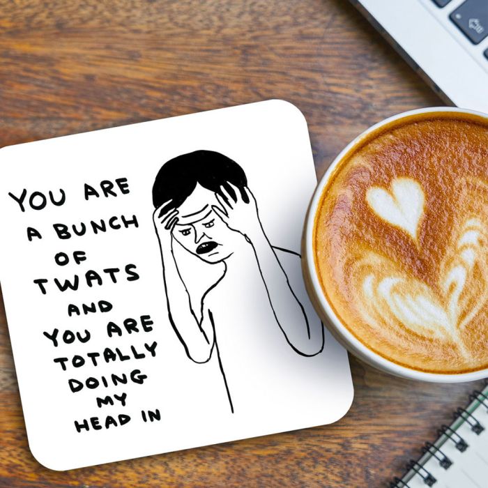 David Shrigley Bunch Of Twats Coaster | Utility Gift UK