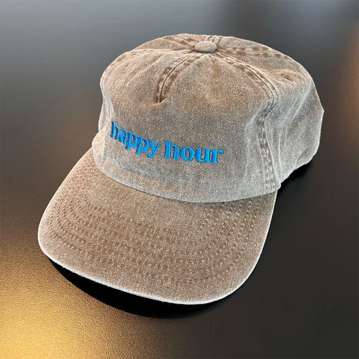 Buy the Happy Hour Embroidered Slogan Relaxed 5-Panel Cap