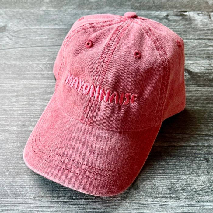 Buy the Mayonnaise Slogan Dad Cap by Silver Spider