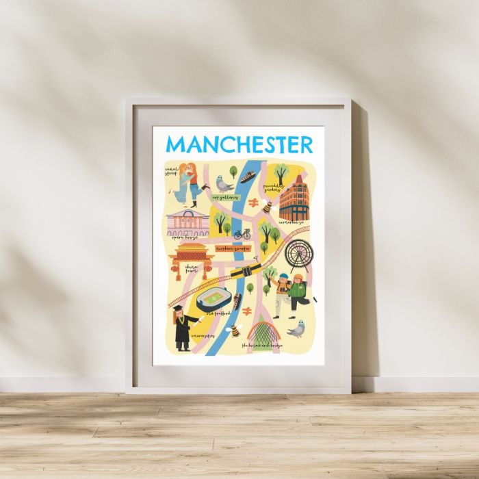 Buy the Manchester Map A3 Print by AbiGoLucky