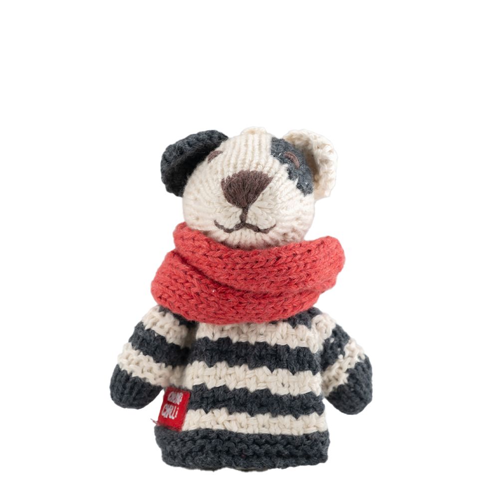 Buy the Spot Dog Knitted Finger Puppet Red Scarf | ChunkiChilli