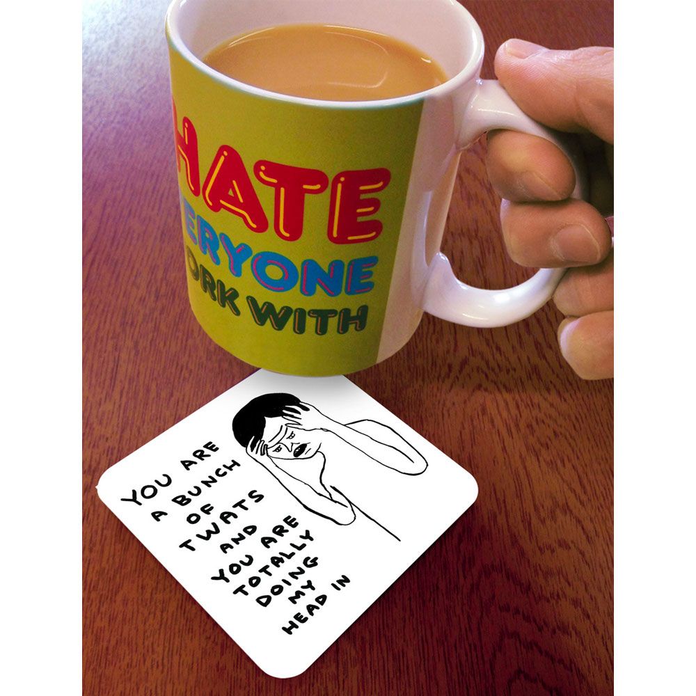 David Shrigley Bunch Of Twats Coaster | Utility Gift UK