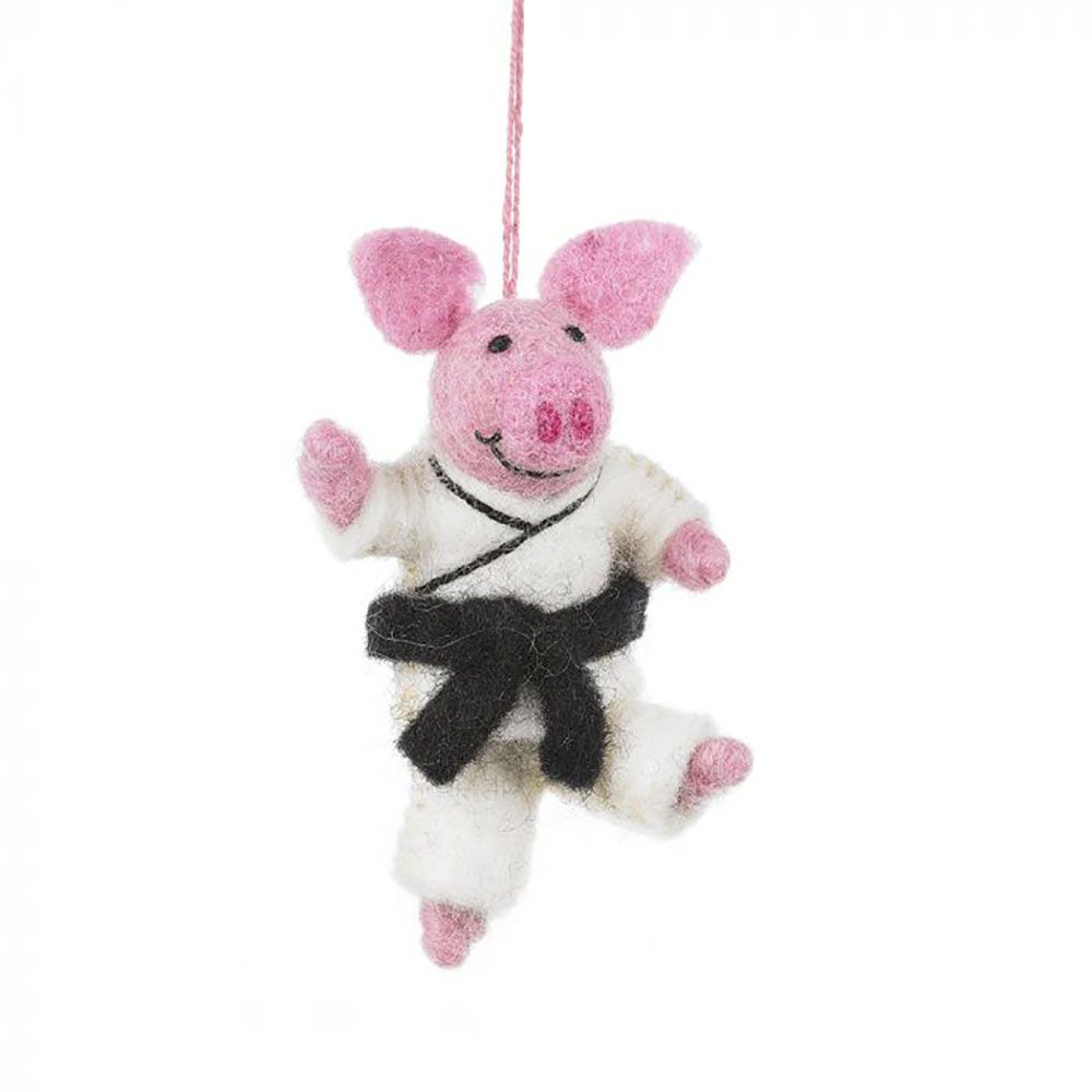 Felt So Good Pork Chop Karate Pig Decoration | Utility Gift UK