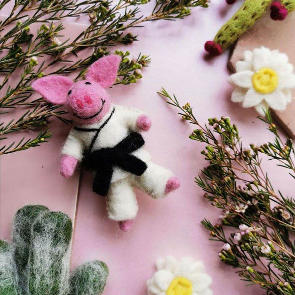 Felt So Good Pork Chop Karate Pig Decoration | Utility Gift UK