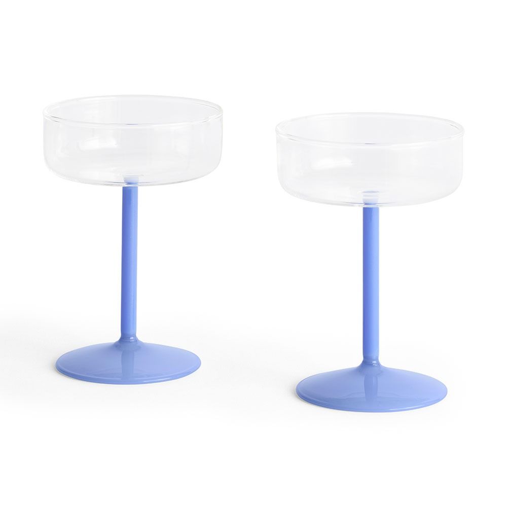 Buy the Set of 2 HAY Tint Coupe Glass in Clear & Light Blue