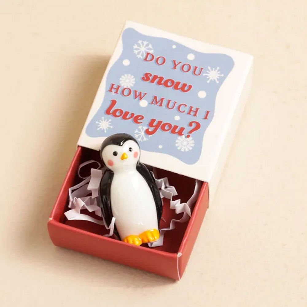Lisa Angel Tiny Matchbox - Ceramic Christmas Penguin Token
