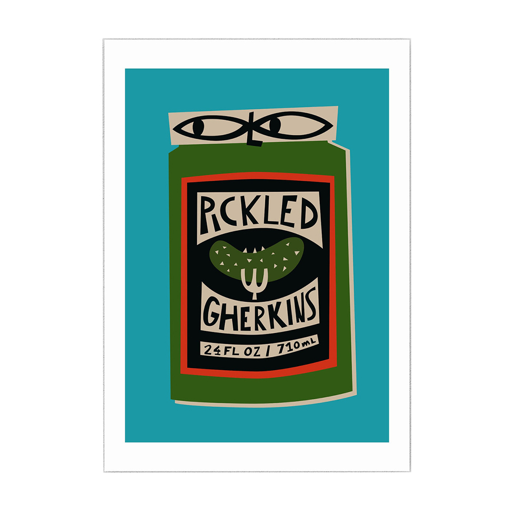 East End Pickled Gherkins A3 Print | Utility Gift UK