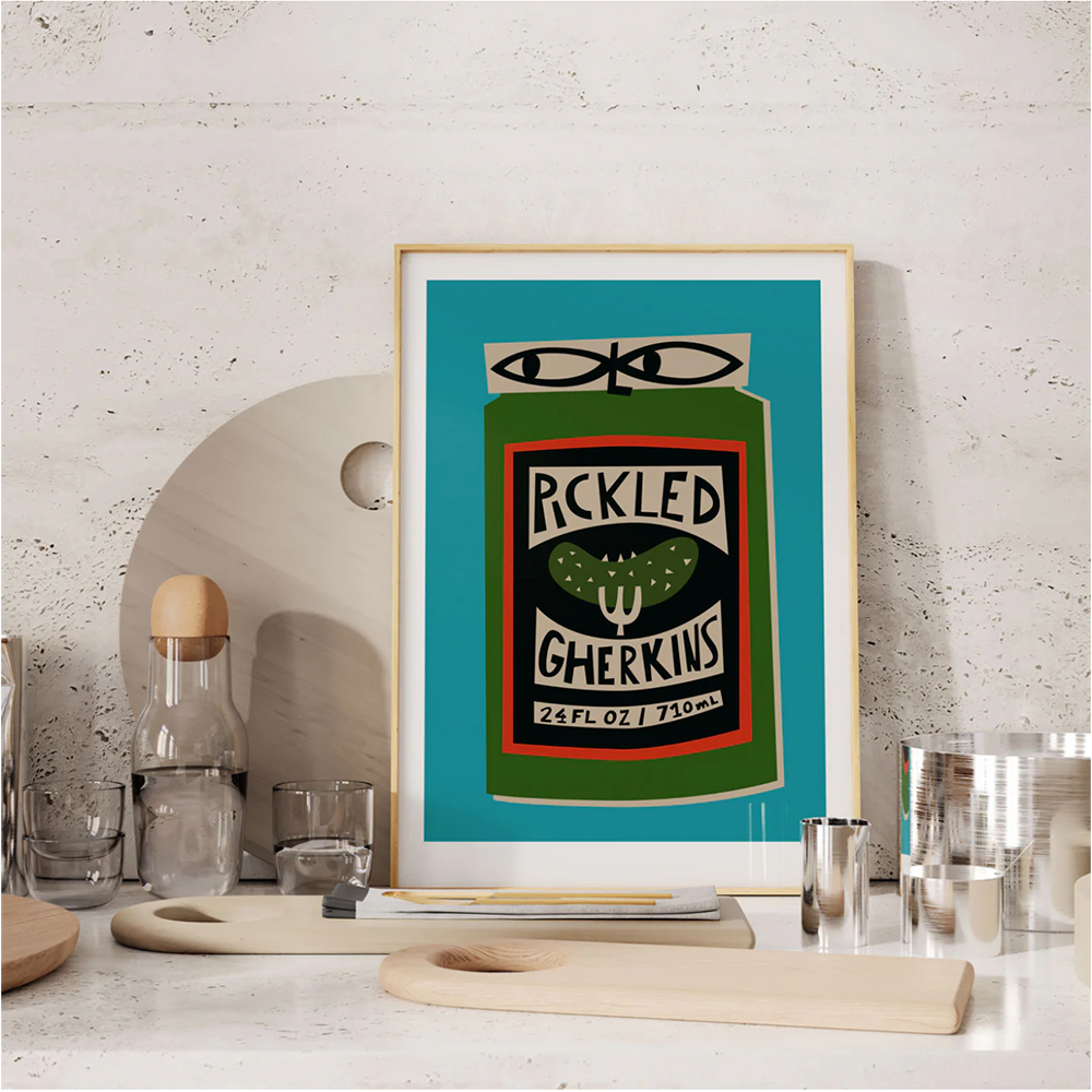 East End Pickled Gherkins A3 Print | Utility Gift UK