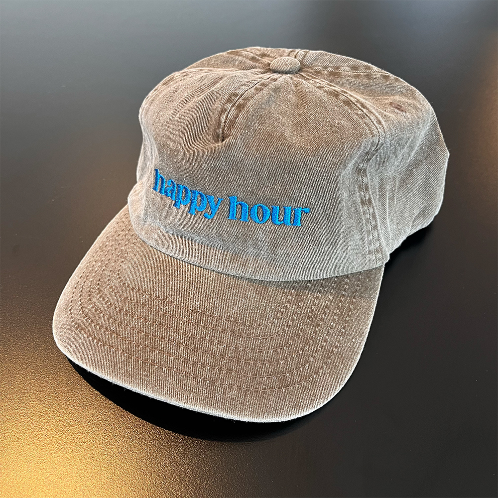 Buy the Happy Hour Embroidered Slogan Relaxed 5-Panel Cap