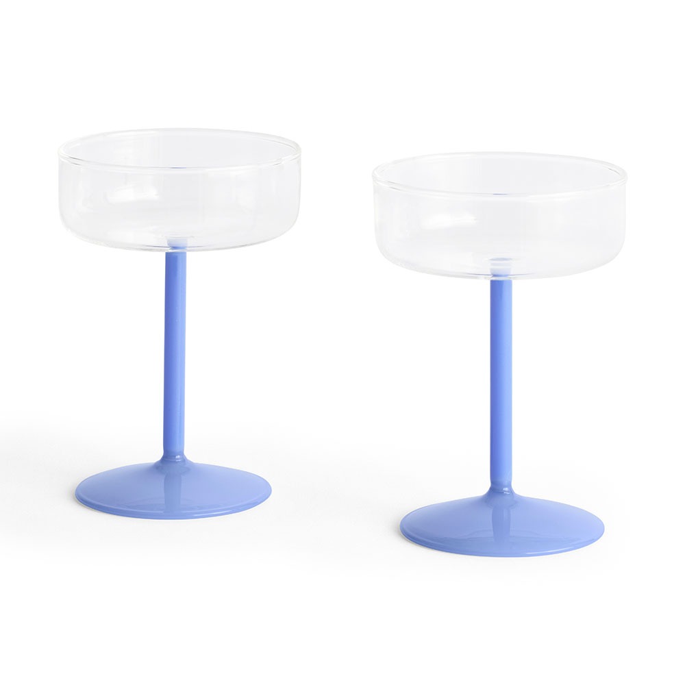 Buy the Set of 2 HAY Tint Coupe Glass in Clear & Light Blue