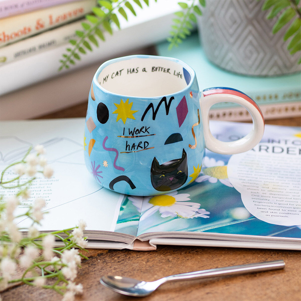 I Work Hard Cat Mug | Utility Gift UK
