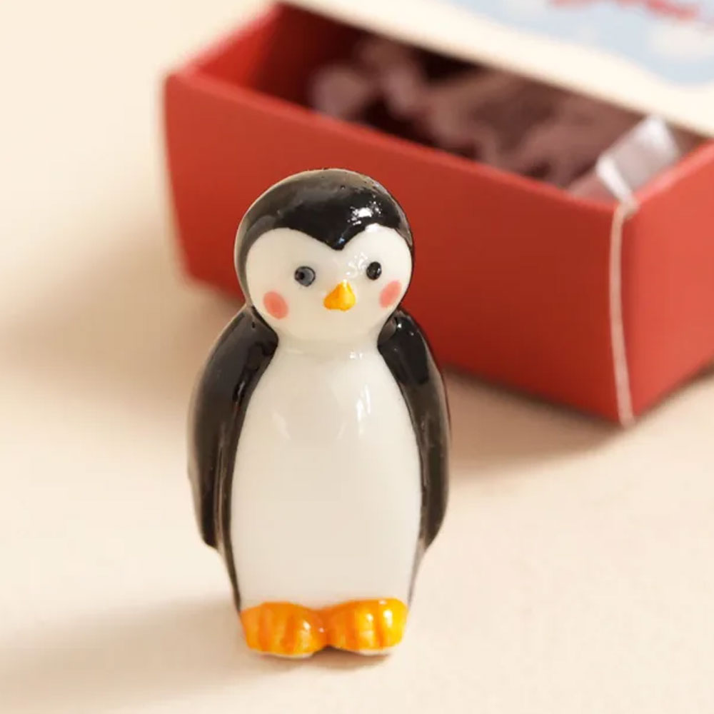Lisa Angel Tiny Matchbox - Ceramic Christmas Penguin Token