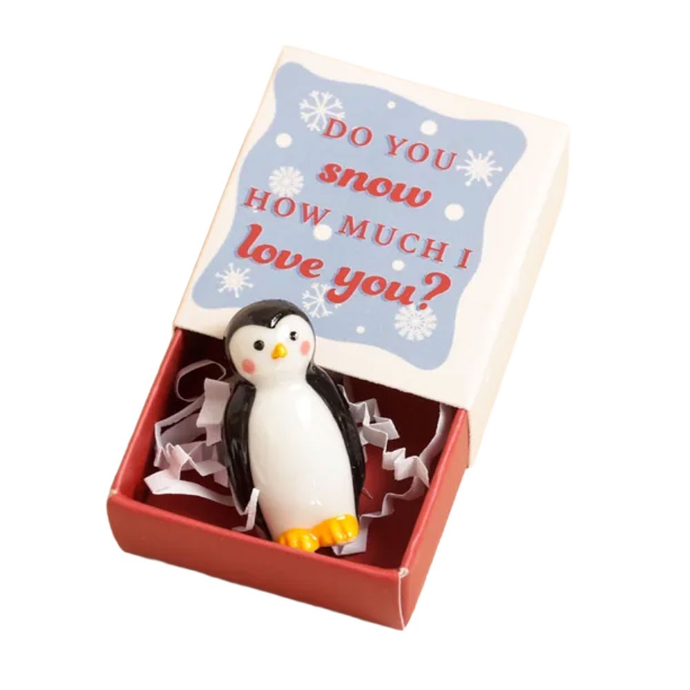 Lisa Angel Tiny Matchbox - Ceramic Christmas Penguin Token
