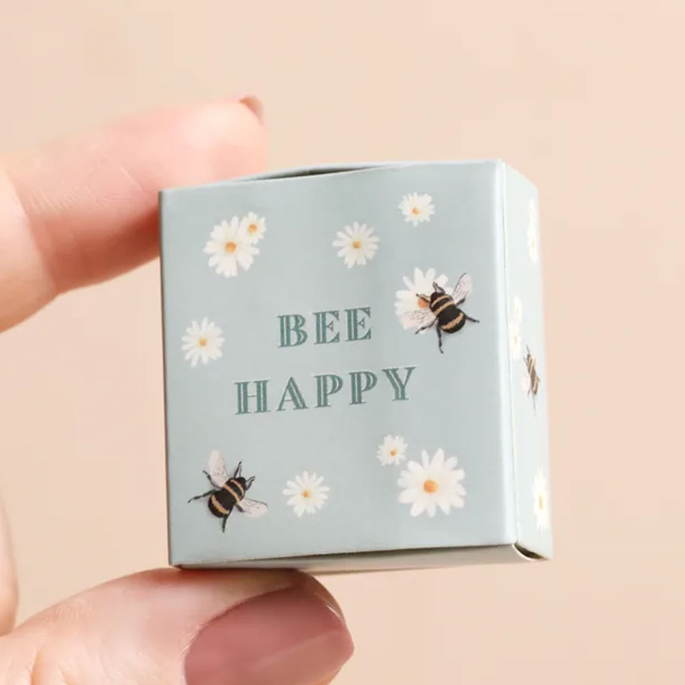 Lisa Angel Tiny Matchbox Ceramic Bee Token "Bee Happy"