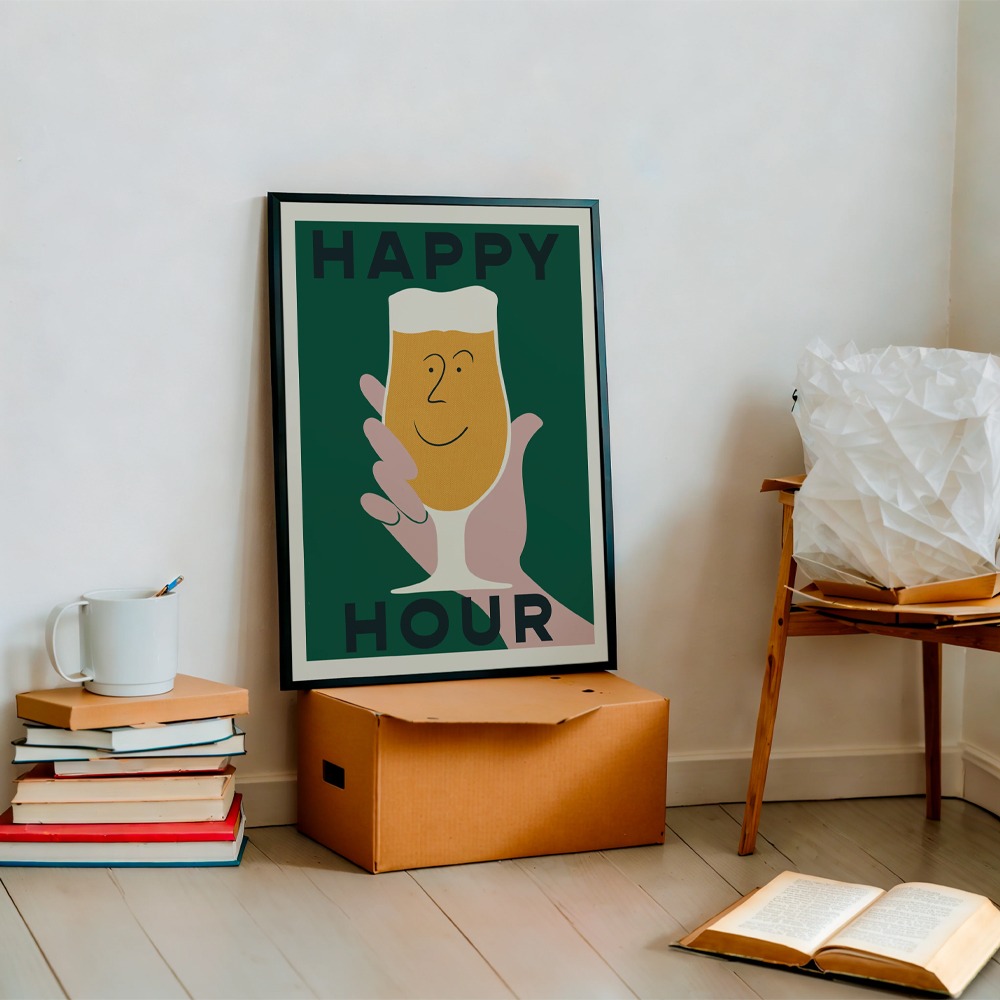 Buy the Little Egret Beer Happy Hour A3 Print