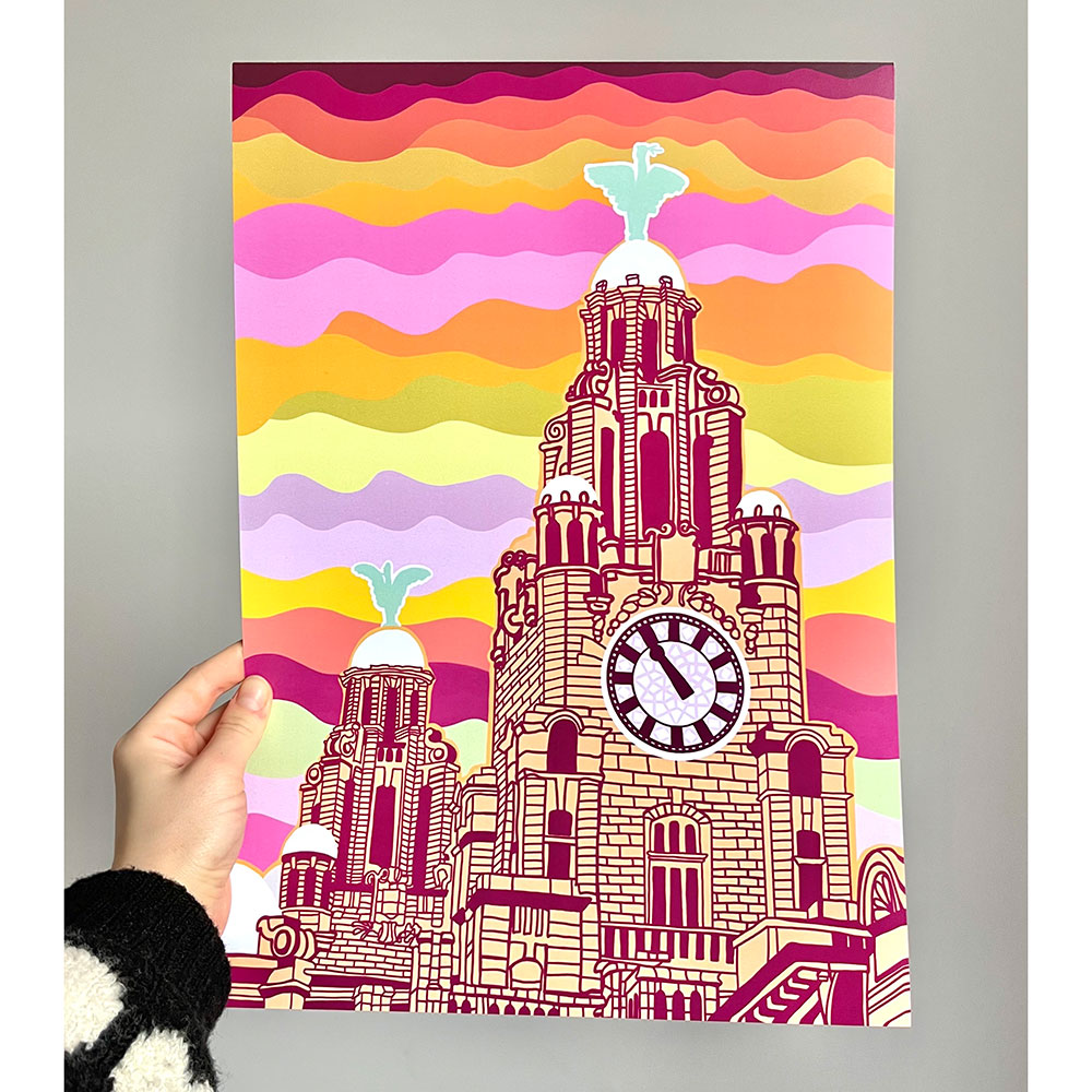 Liverpool Liver Building A3 Print | Utility Gift UK