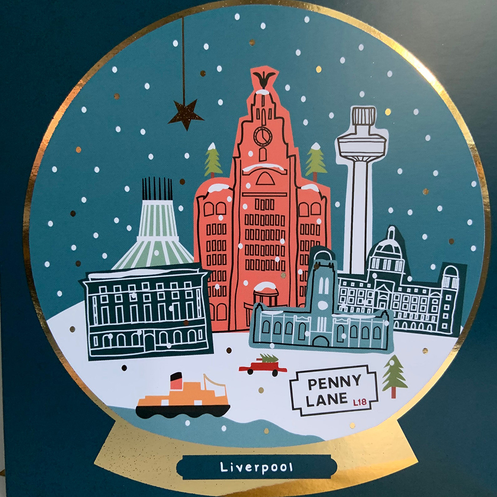 Liverpool Snowglobe Christmas Card | Utility Gift UK