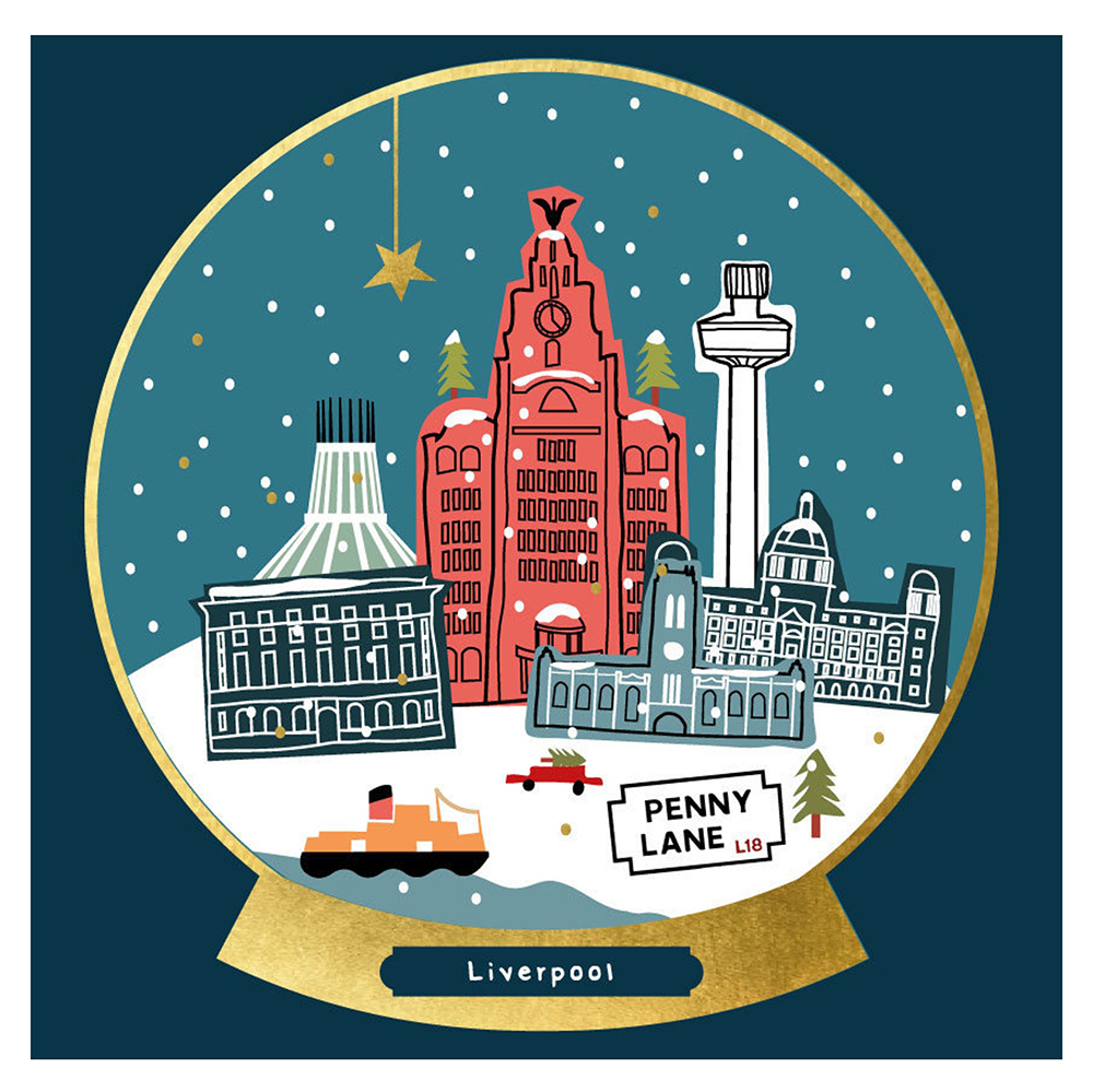 Liverpool Snowglobe Christmas Card | Utility Gift UK