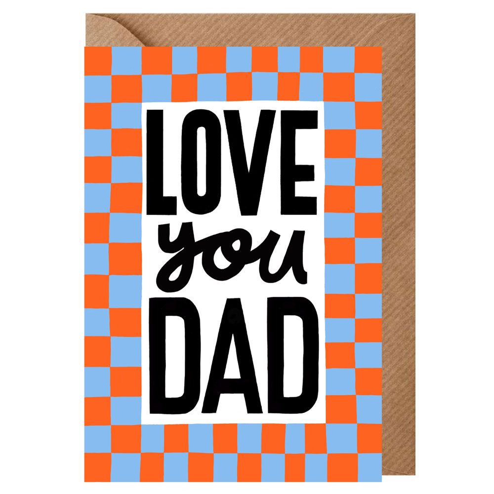 Love You Dad Check Father's Day Card | Nicola Watson Illustration