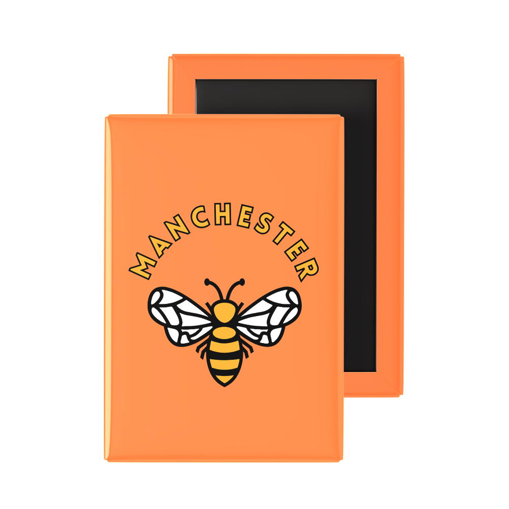 Buy the Manchester Bee orange Fridge Magnet | Manchester Gifts