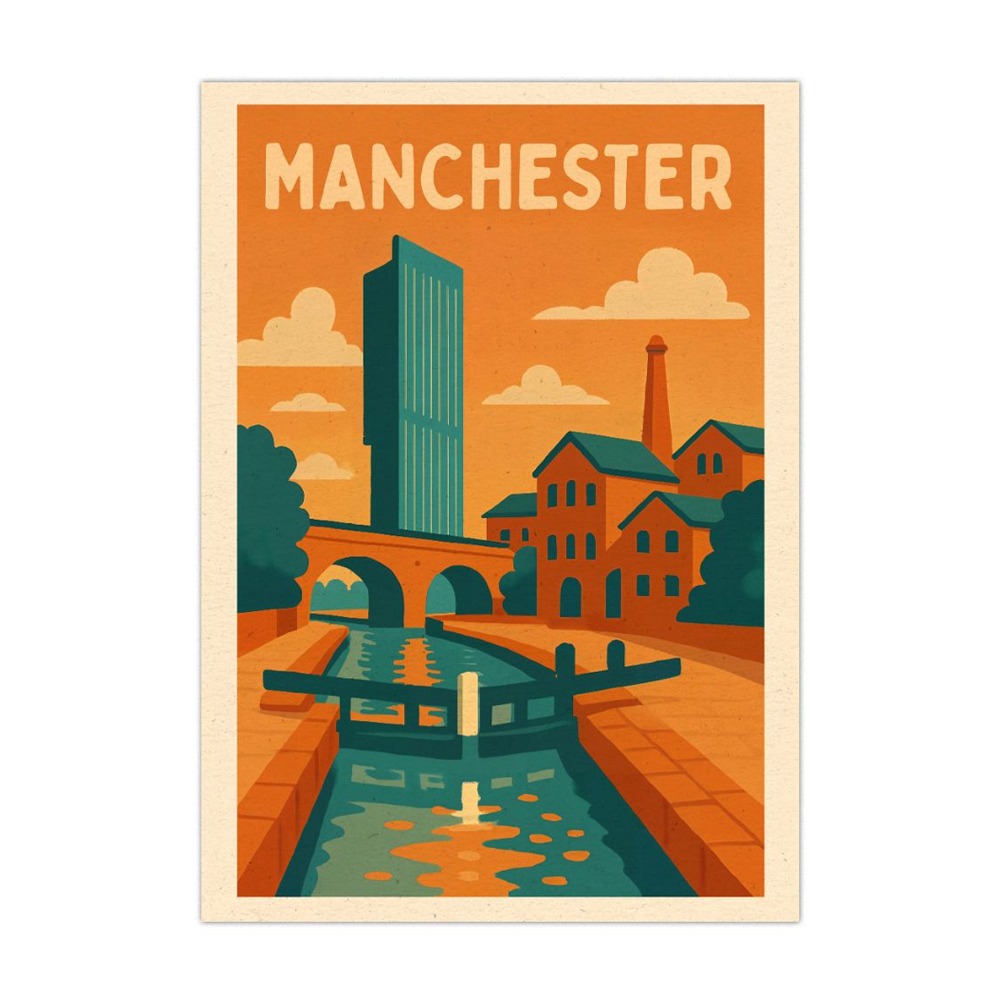 Buy the Manchester Canal A4 Print by Mrs Best Paper Co.