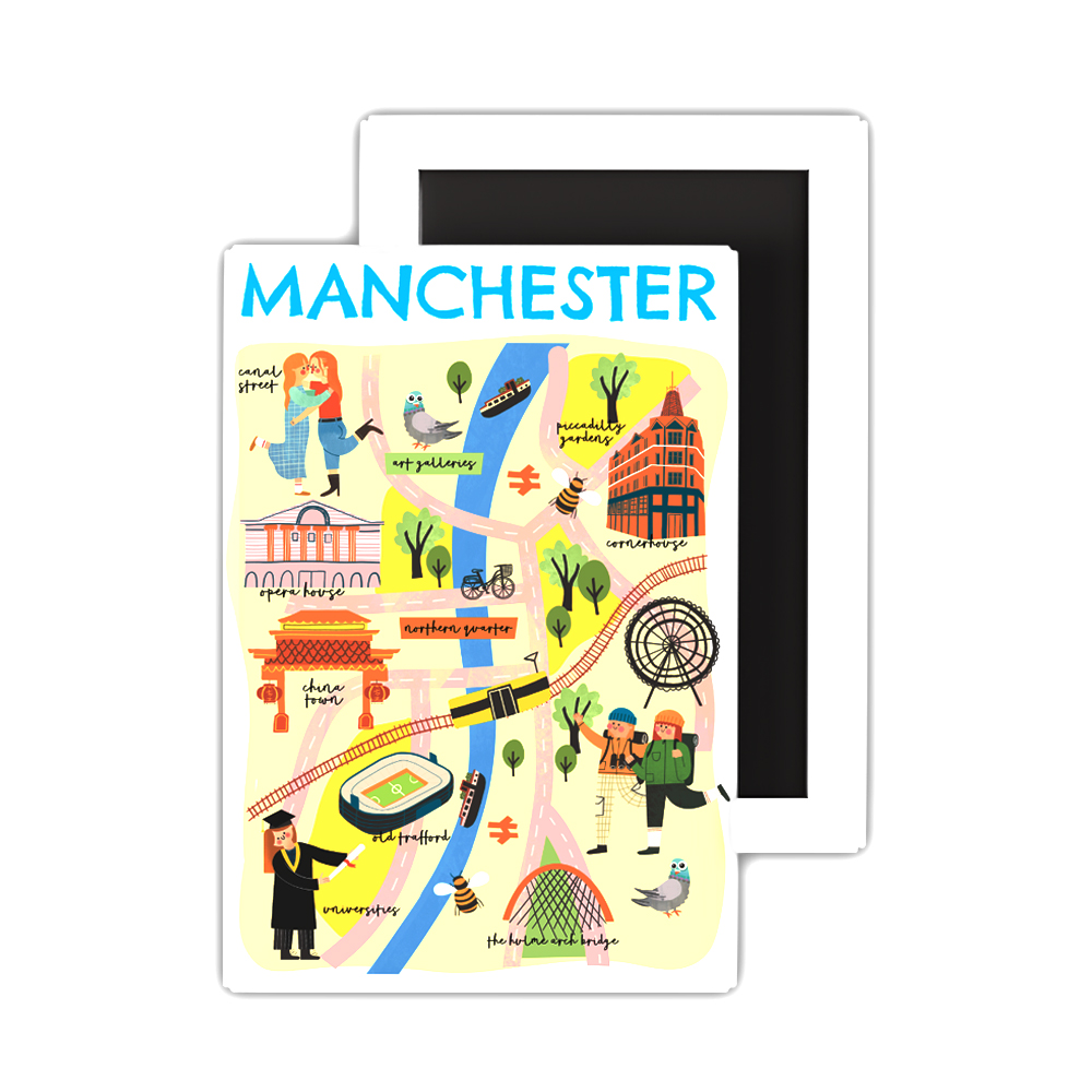 Buy the Manchester Map Fridge Magnet | Manchester Gifts