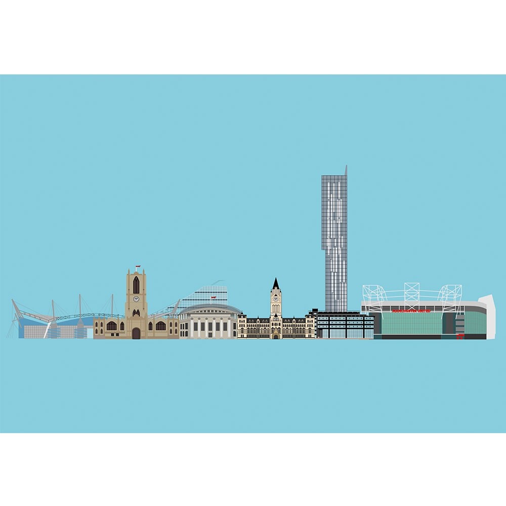 Manchester Contemporary Skyline Print, Buy Online Today | Utility Design UK