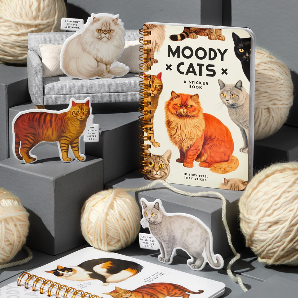 Moody Cats Sticker Book by Brass Monkey| Utility Gift UK