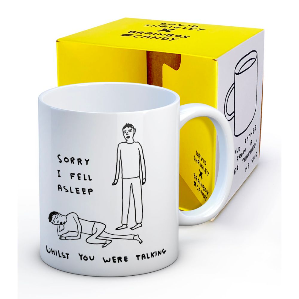 David Shrigley Fell Asleep Talking Mug | Utility Gift UK