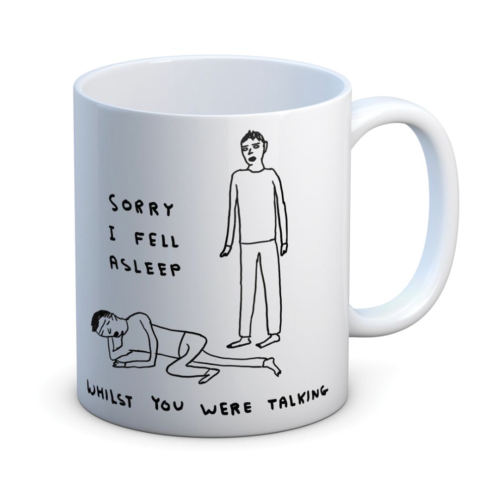 David Shrigley Fell Asleep Talking Mug | Utility Gift UK