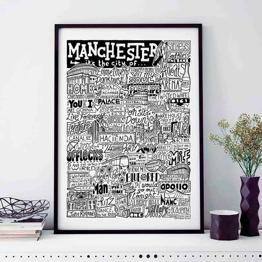 Manchester Landmarks A3 Print | Utility Gift UK