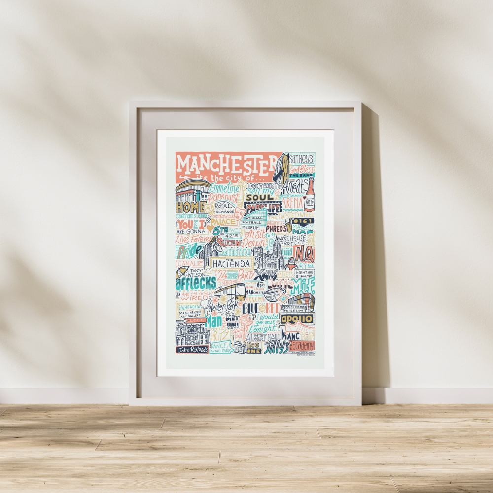 Buy the Sketch Book Design Manchester Landmarks Colour A3 Print