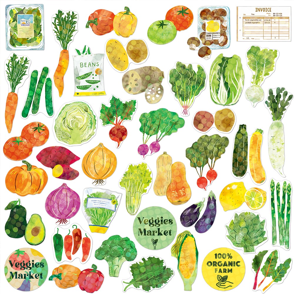Buy the Haco Veggie Market Box of Stickers | Unique Stationery
