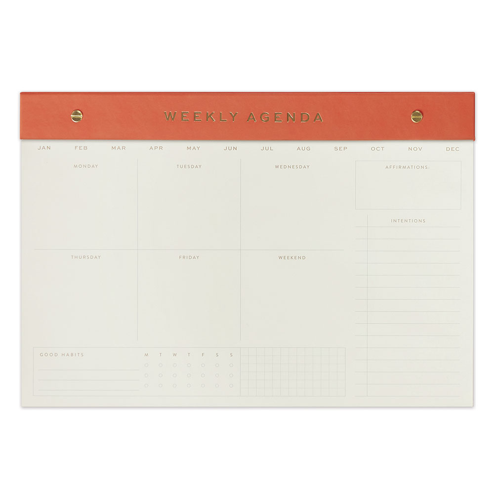 DesignWorks Ink Weekly Notepad Chilli - Weekly Agenda | Utility Gift UK
